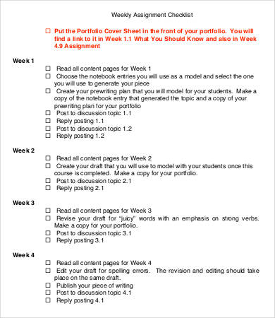 Weekly Checklist Template - 14+ Word, PDF Documents Download