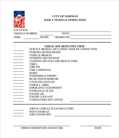 Vehicle Checklist Template - 23+ Word, PDF Documents Download