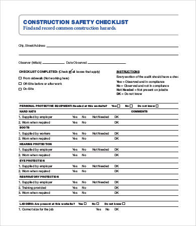 Construction Checklist Template - 45+ Free Word, PDF Documents Download