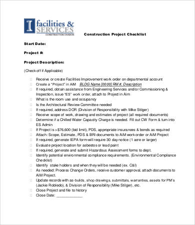 Construction Checklist Template - 45+ Free Word, PDF Documents Download