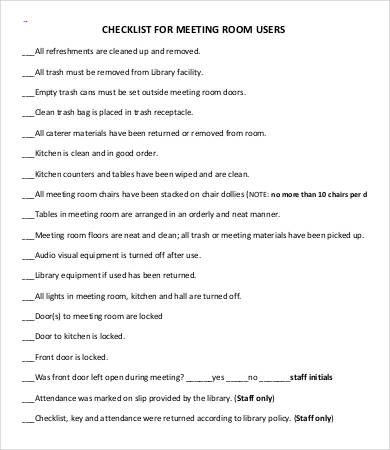 Meeting Checklist Template - 17+ Free Word, PDF Documents Download