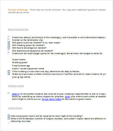 Meeting Checklist Template - 17+ Free Word, PDF Documents Download