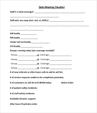 Meeting Checklist Template - 17+ Free Word, PDF Documents Download