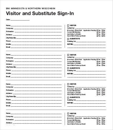 14+ Visitor Sign In Sheet Templates in Google Docs | Google Sheets | MS ...