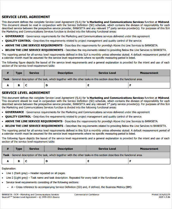 FREE 34+ Sample Service Level Agreement Templates in MS Word | PDF ...