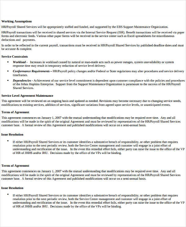 FREE 34+ Sample Service Level Agreement Templates in MS Word | PDF ...