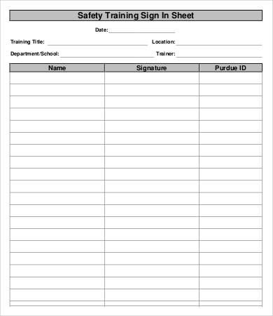 Training Sign In Sheet Template - 16+ Free Word, PDF Documents Download