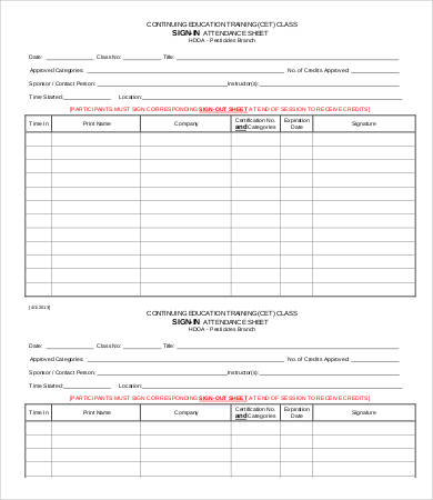 Training Sign In Sheet Template - 16+ Free Word, PDF Documents Download