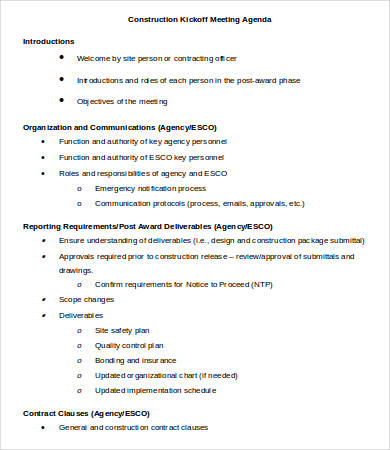 Kickoff Meeting Agenda Template - 9+ Free Sample, Example, Format