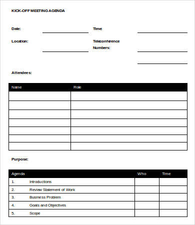 Kickoff Meeting Agenda Template - 9+ Free Sample, Example, Format