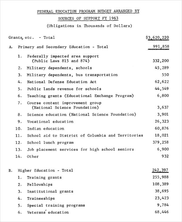 Program Budget Template - 10+ Sample, Examples
