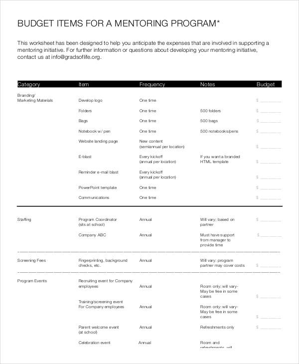 Program Budget Template - 10+ Sample, Examples