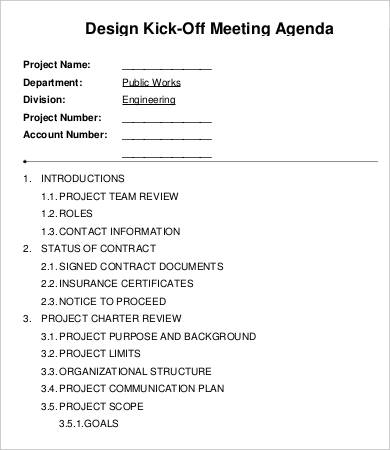 Kickoff Meeting Agenda Template - 9+ Free Sample, Example, Format