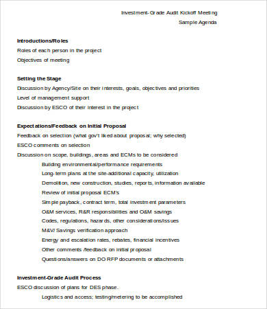 Kickoff Meeting Agenda Template - 9+ Free Sample, Example, Format