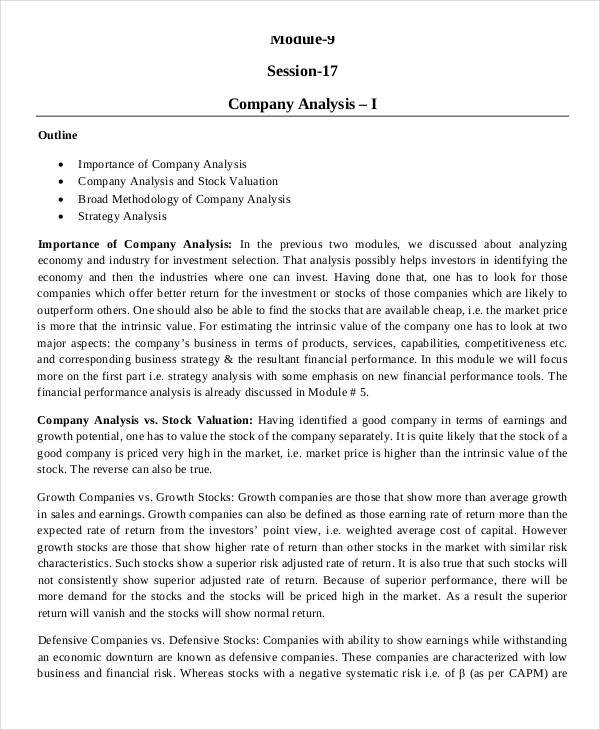 10+ Company Analysis Template - Free PDF,Google Docs, Apple Pages, MS ...