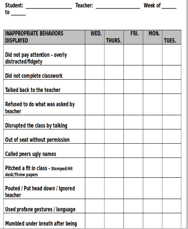 Classroom Behavior Chart Template Flyer Template
