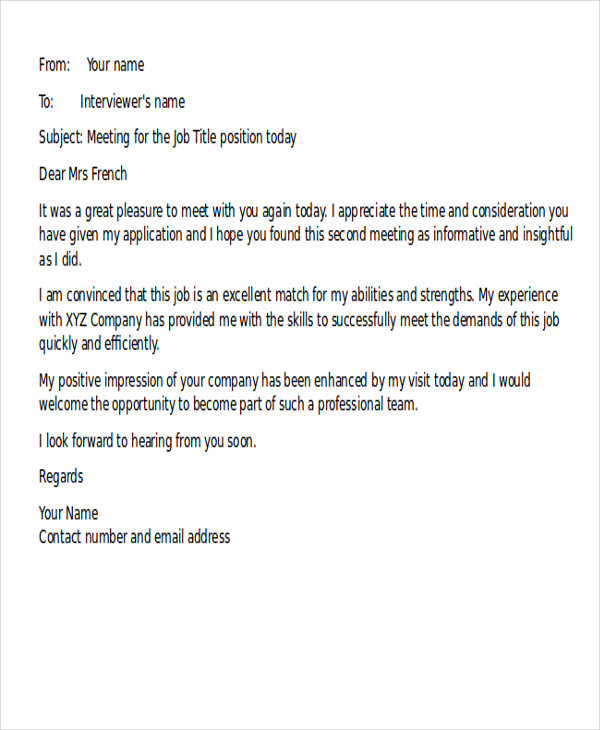 Thank You Email After Second Interview