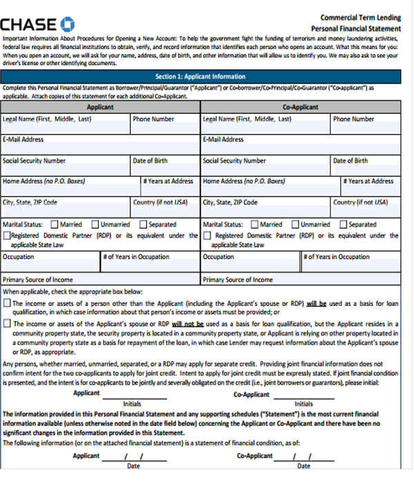9+ Chase Bank Statement Templates
