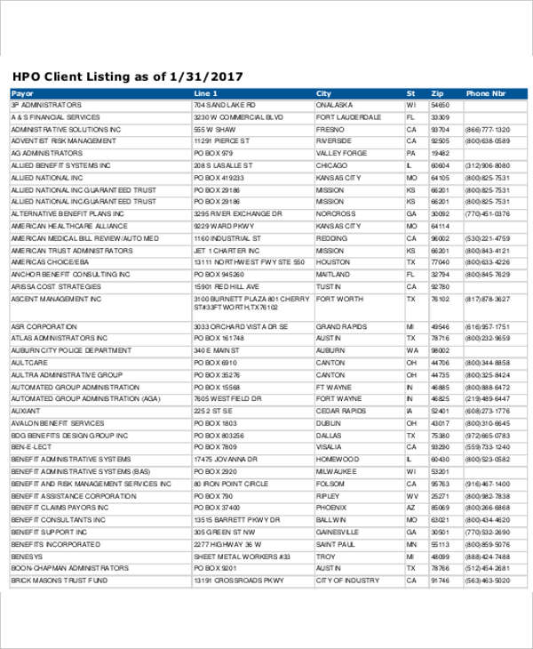 Client List Template - 9+ Free Word, PDF Format Download