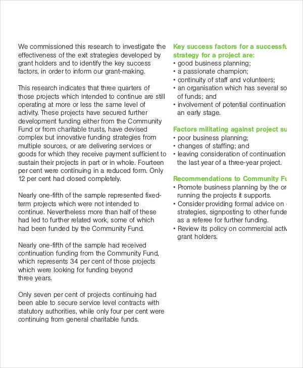 Exit Strategy Templates - 9+ Free PDF Format Download