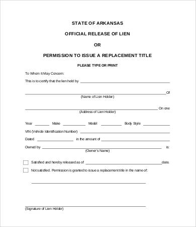Lien Release Form - 8+ Free Word, PDF Documents Download