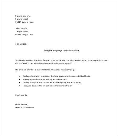 Employment Letter - 18+ Free Sample, Example, Format