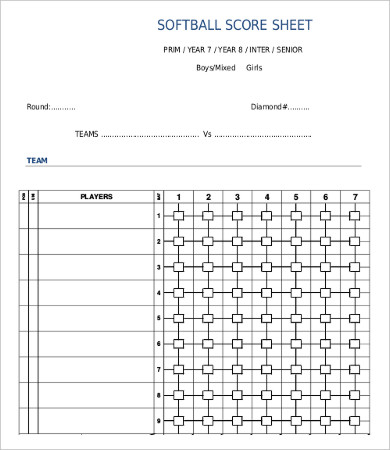 13+ Softball Score Sheet Templates - PDF, DOC