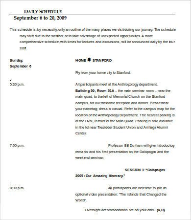 Daily Schedule Template Word - 10+ Free Sample, Example, Format