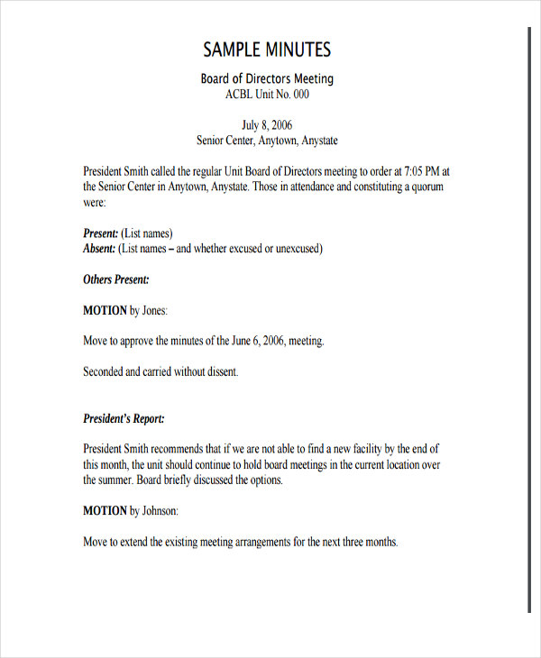 7 Nonprofit Meeting Minutes Template
