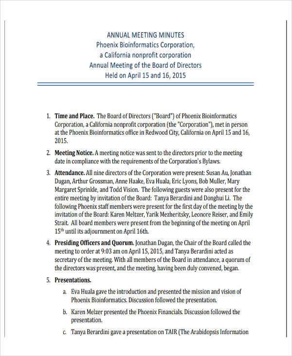 Reading And Approval Of The Minutes Of The Previous Meeting Milksenturin