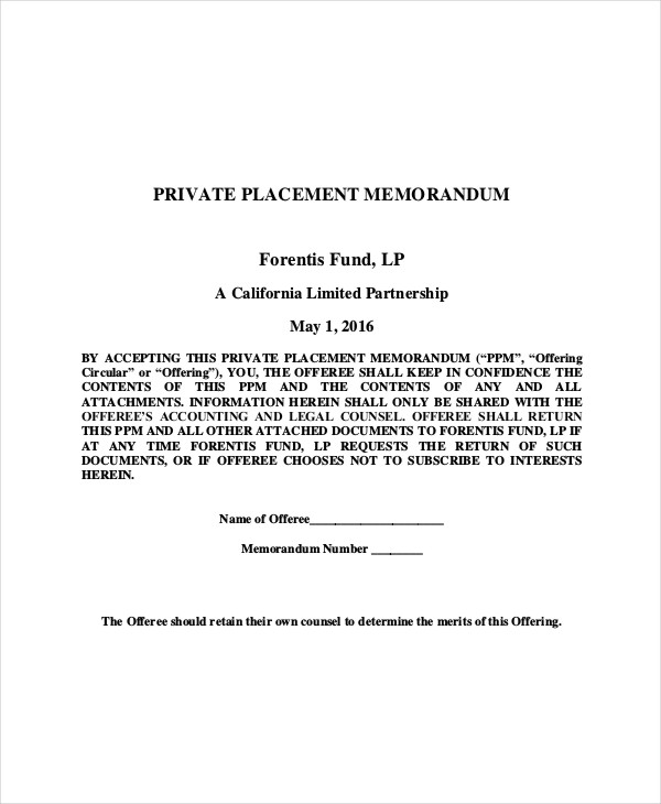 Private Placement Memorandum - 12+ Free PDF Documents Download