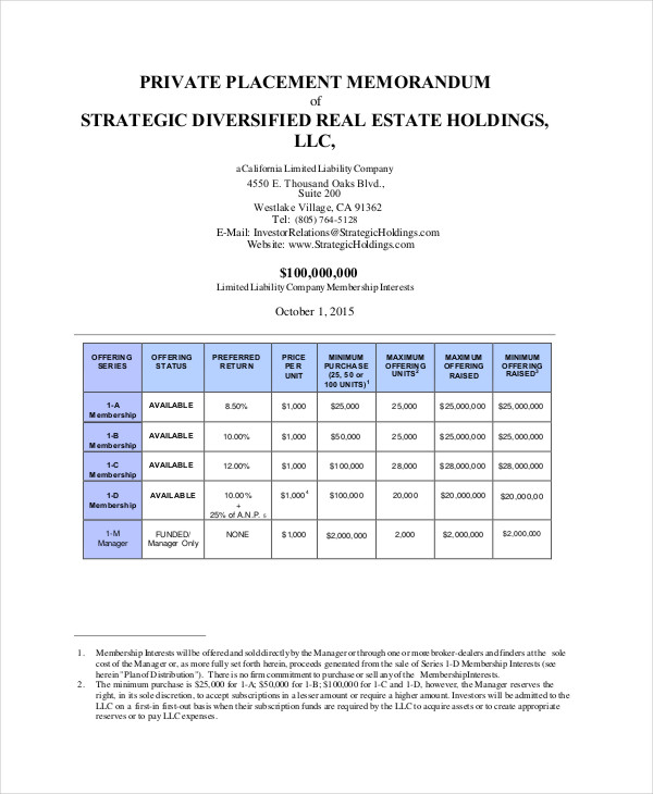 Private Placement Memorandum - 12+ Free PDF Documents Download