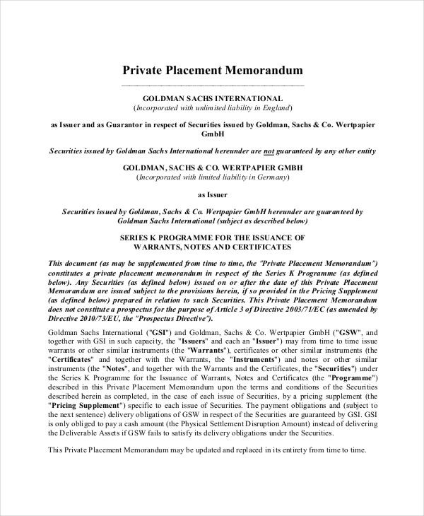 Private Placement Memorandum - 12+ Free PDF Documents Download