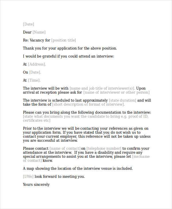 Interview Acknowledgement Letter Templates 5 Free Word PDF Format
