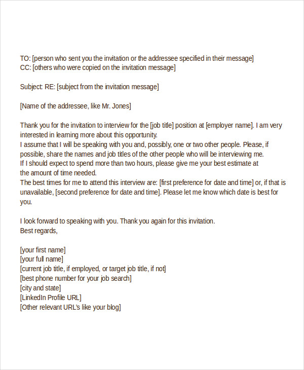 Interview Acknowledgement Letter Templates - 5+ Free Word, PDF Format ...