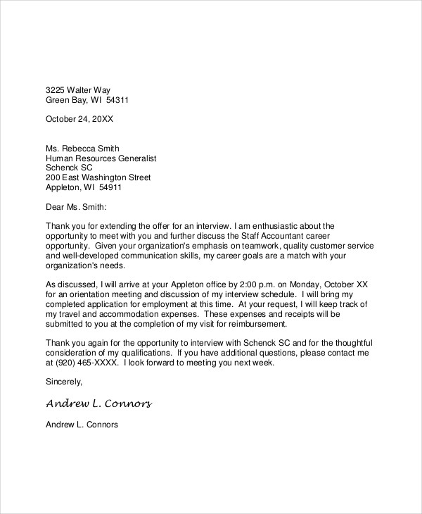 Interview Acknowledgement Letter Templates 5 Free Word PDF Format 