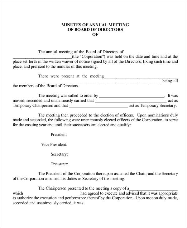 Annual Meeting Minutes Template 10 PDF Word Google Docs Documents 
