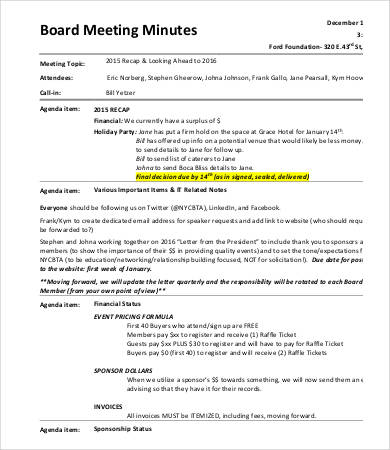 27+ Minutes Of Meeting Samples - PDF, Word, Apple Pages