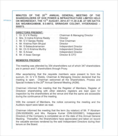 27+ Minutes Of Meeting Samples - PDF, Word, Apple Pages