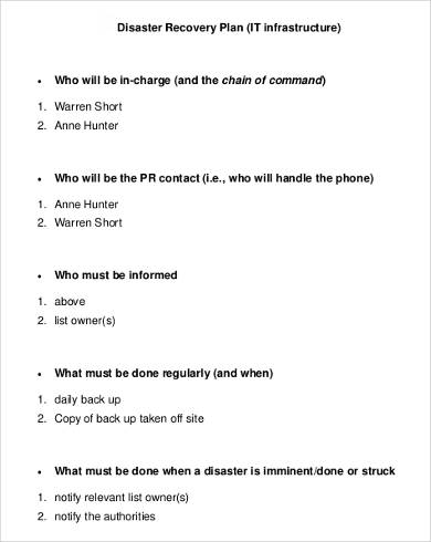 IT Disaster Recovery Plan Template - 9+ Word, PDF Documents Download