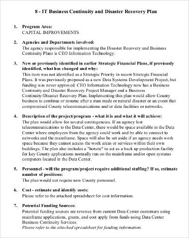 IT Disaster Recovery Plan Template - 9+ Word, PDF Documents Download