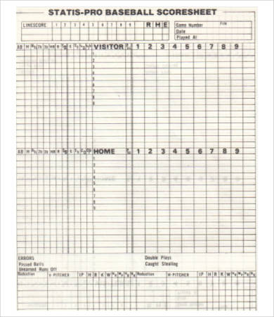 Baseball Score Sheet - 8+ Free PDF Documents Download