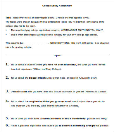 College Essay Template - 12+ Word, PDF Documents Download