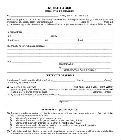 8+ Sample Notice to Quit Templates - PDF, Google Docs, MS Word, Apple Pages