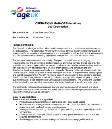 15+ Manager Job Description Templates - PDF, DOC