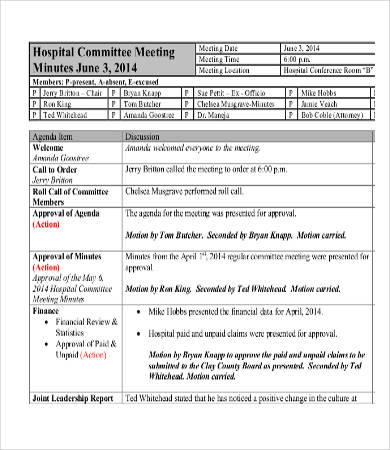 Committee Minutes Template - 9+ Free Word, PDF Documents Download