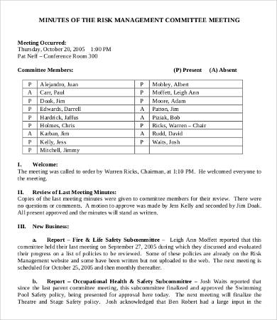 Committee Minutes Template - 9+ Free Word, PDF Documents Download