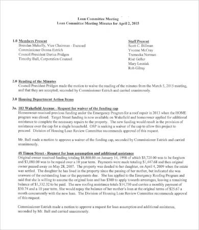 Committee Minutes Template - 9+ Free Word, PDF Documents Download