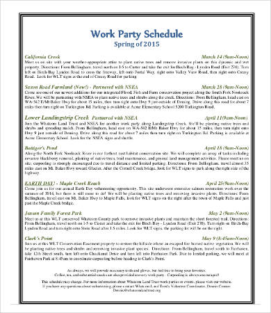 13+ Party Schedule Templates in Word | Google Docs | Google Sheets ...