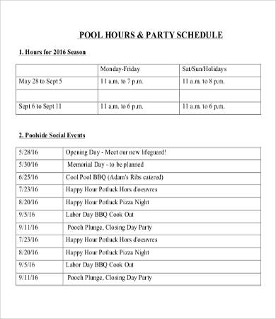 13+ Party Schedule Templates in Word | Google Docs | Google Sheets ...